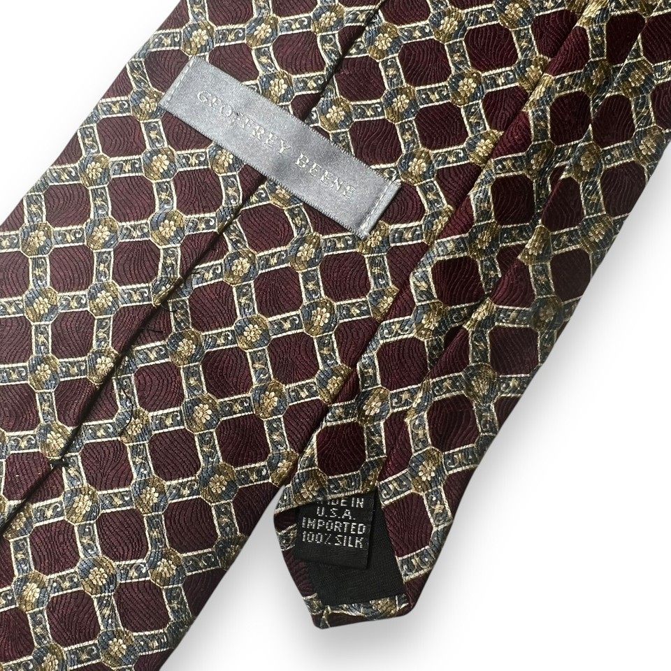 Mens Red Gold Chain link Pattern Geoffrey Bean Necktie | eBay