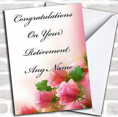 Cute Pink Roses Retirement Customised Card | eBay