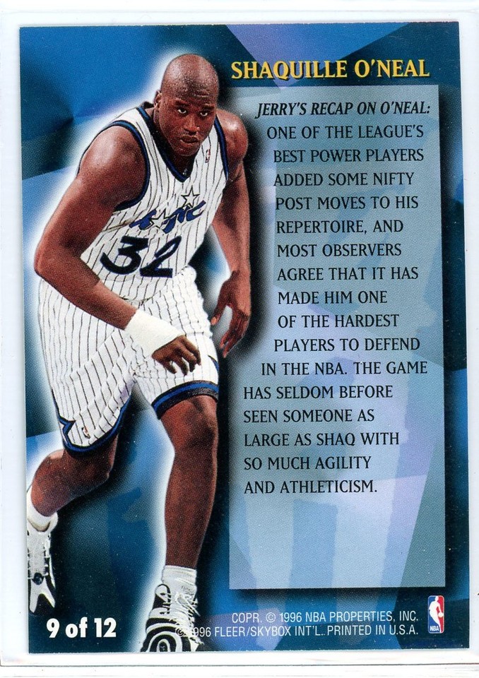 1996-7 Fleer Shaquille O'Neal Stackhouse's All-Fleer #9 of 12 Card HD Scans | eBay