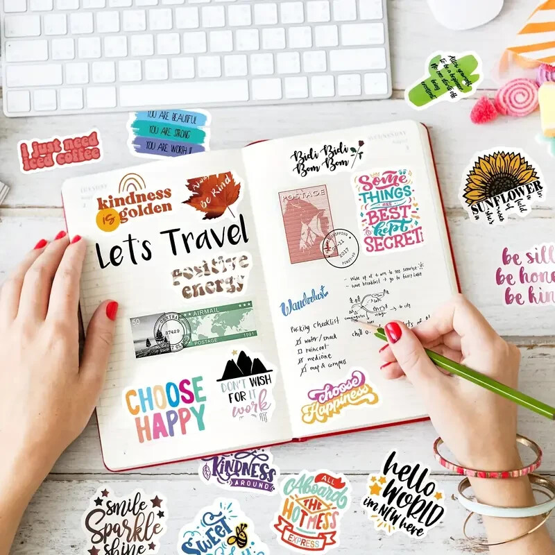 50 Random Slogan Motivational Positive Inspiration Cute Fun Stickers ...