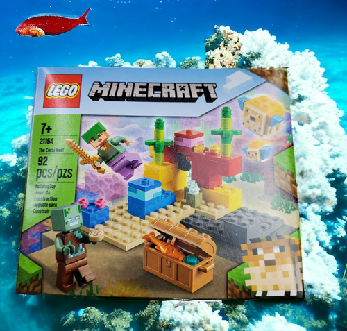 LEGO Minecraft Set 21164 The Coral Reef Alex Drowned Zombie Pufferfish ...
