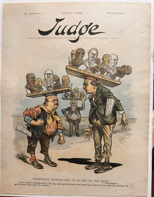 1895 JUDGE Political Cartoon Litho Art, President McKinley, Harrison | eBay