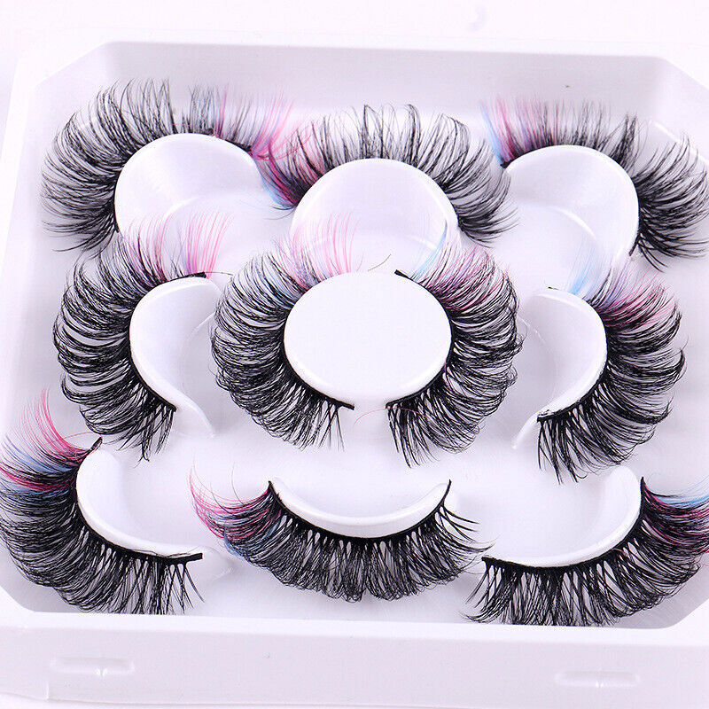 New 5 Pairs Multicolor False Eyelashes Natural Soft Imitation Mink ...