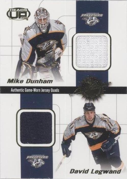 2001-02 Pacific Heads Up - Game-Worn Jersey Quads David Legwand, Mike ...