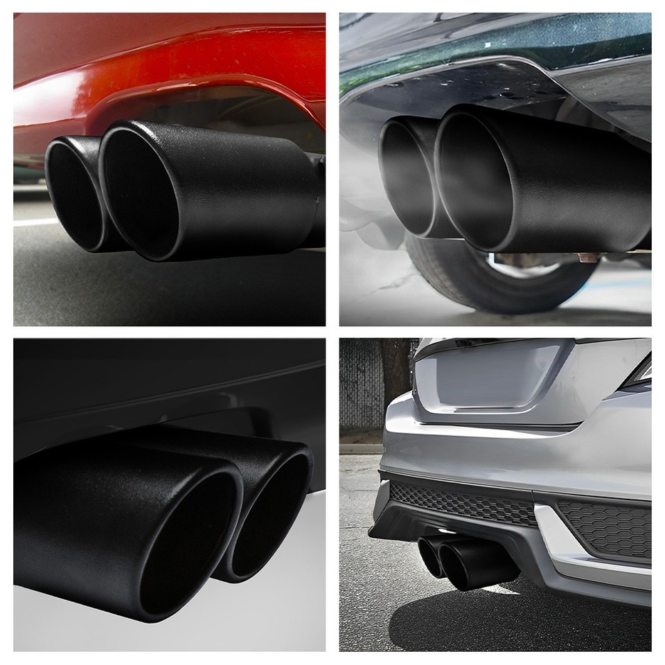 Car Black Round Accessories Stainless Steel Rear Muffler Tip Tail ...