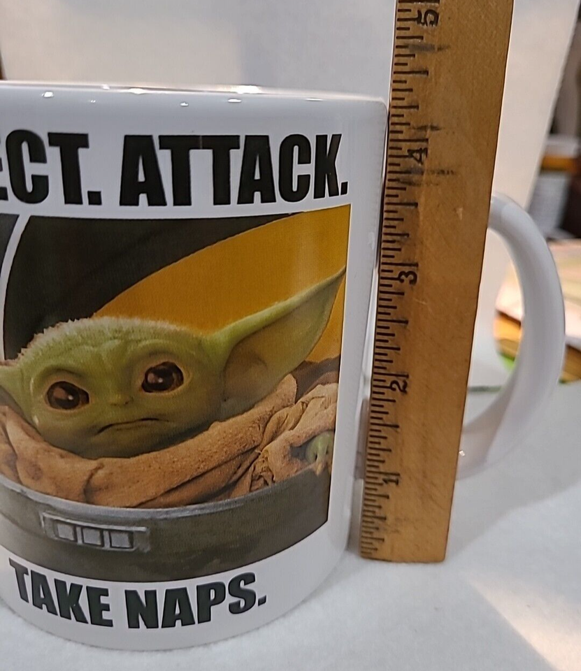 STAR WARS Coffee Mug Cup Baby Yoda Grogu Protect Attack Take Naps ...