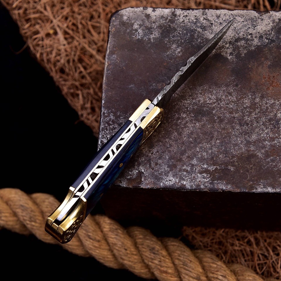 handmade Damascus Tactical Folding Blade Pocket Knife Survival Hunting ...