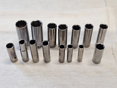 15 Craftsman Deep Well Sae Metric Socket Set 1/4 3/8 Drive 10 14 16mm 5 ...
