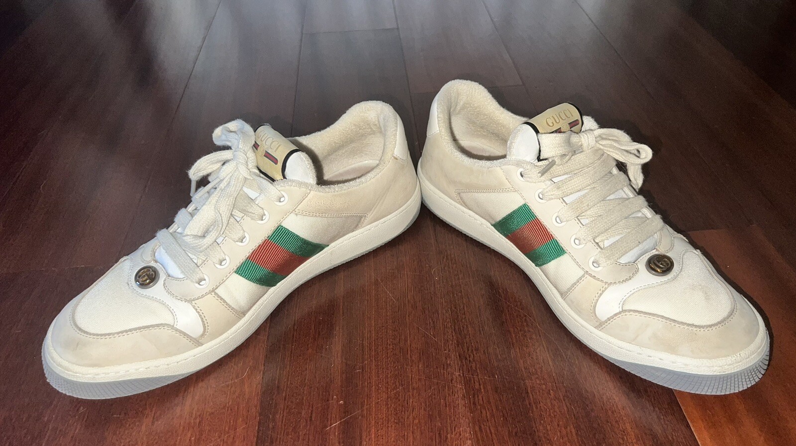 100% Authentic Gucci Neutral Color Screener Sneakers… - Gem