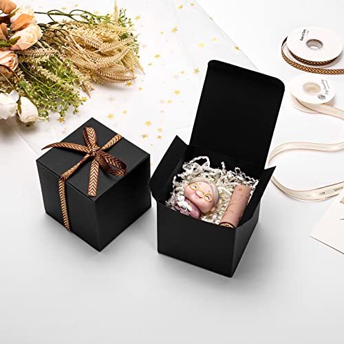 Black Gift Boxes with Lids 4x4x4 Inches 10 Pack Groomsmen Proposal ...