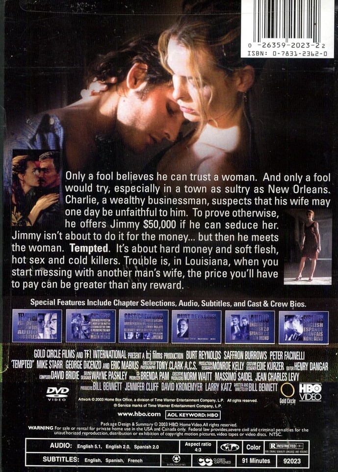 Tempted (DVD, 2003) New/Sealed, Saffron Burrows, Burt Reynolds ...
