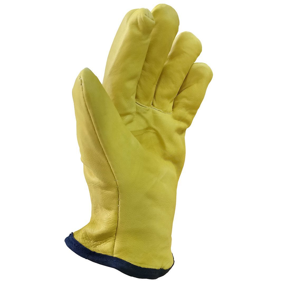 Truck Driver Gloves Safety Work Gloves HGV Lorry Leather Yellow Fleece ...