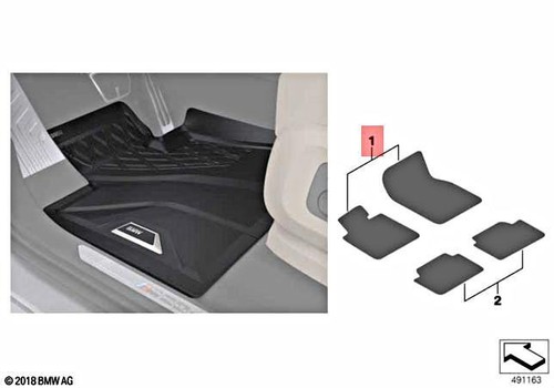 Genuine BMW G05 X5 All-Weather Rubber Floor Liners Mats Black F and R ...