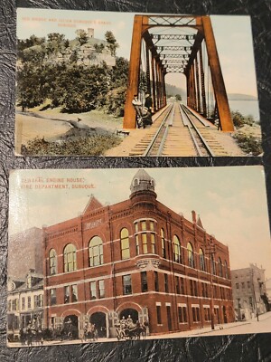 2 DUBUQUE, IOWA POSTCARDS, BRIDGE & FIRE HOUSE SE449 | eBay