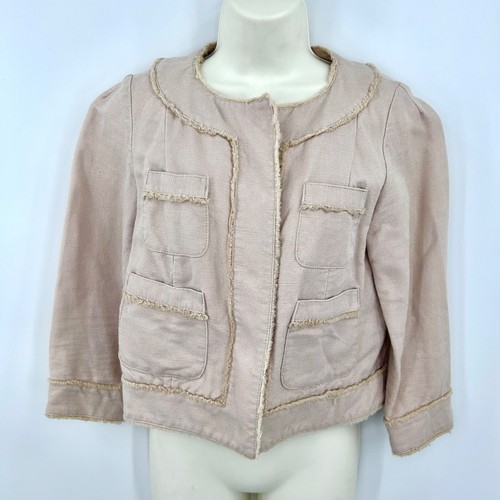 GAP BEIGE FRINGE ACCENT BLAZER JACKET - SMALL | eBay