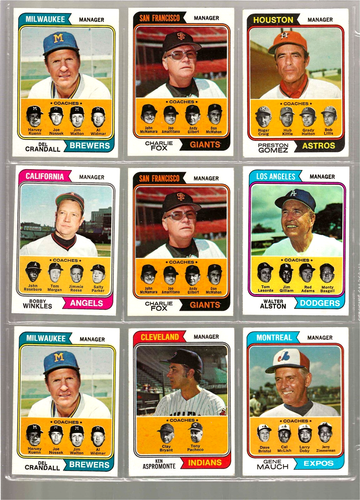 1974 TOPPS BASEBALL 9 CARD LOT- MANAGERS EX OR BETTER | eBay UK