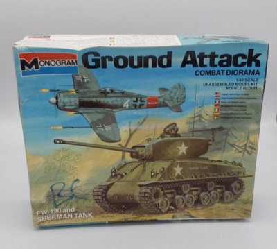 Vintage 1984 MONOGRAM GROUND ATTACK DIORAMA #6034 Fw-190 and Sherman ...