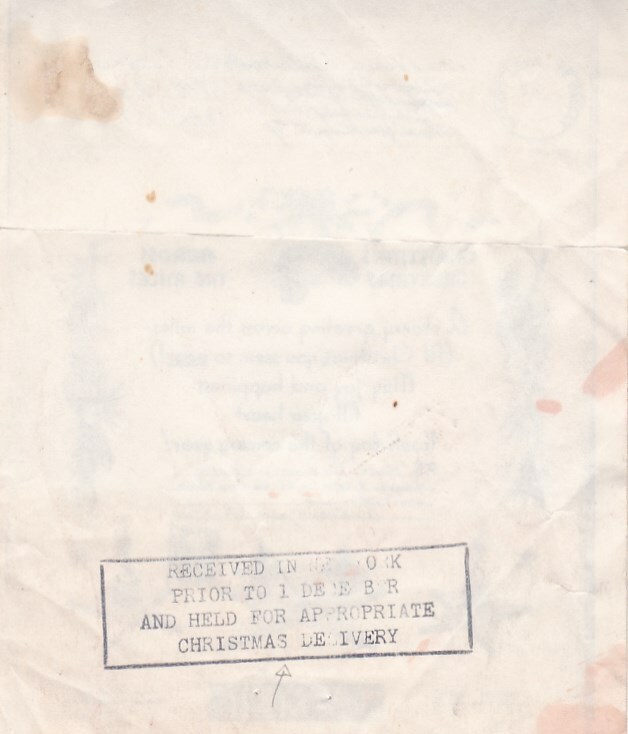 US V-Mail illustrated Christmas Greetings WWII; "held for Christmas ...