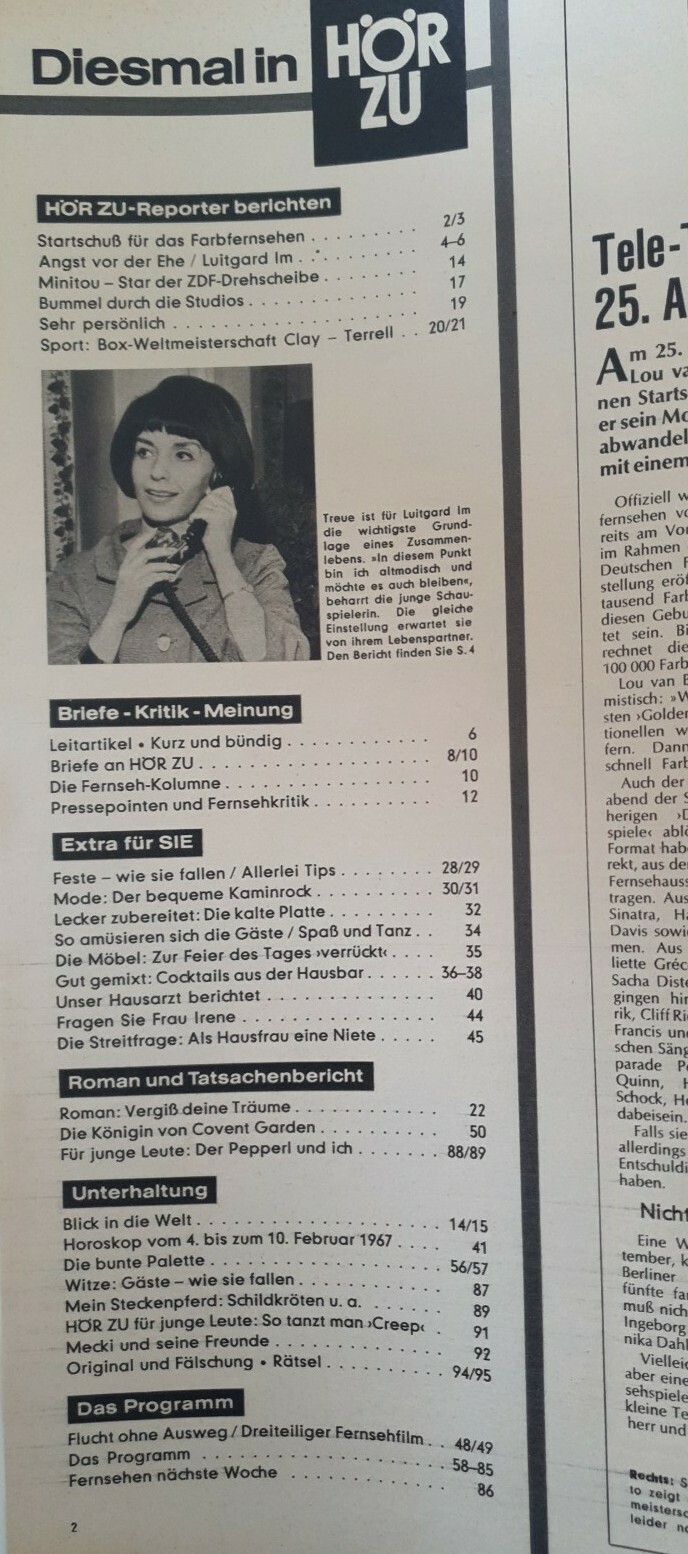 HÖRZU 6 / 1967 (Berlin) Lou van Burg / Cassius Clay / Karin Hübner ...