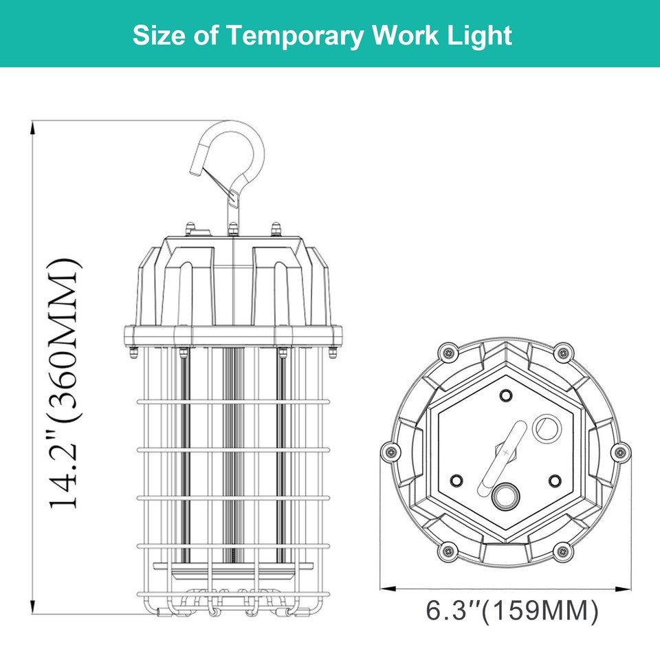 125W LED Construction Hanging Work Light Portable Temporary Jobsite ...