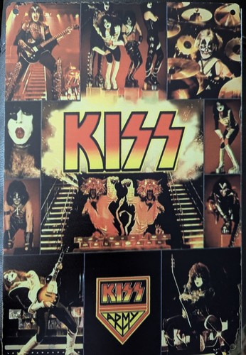 KISS 1977 Tin Metal Vintage Poster Sign 8"x12" Classic Line Up, Ace ...