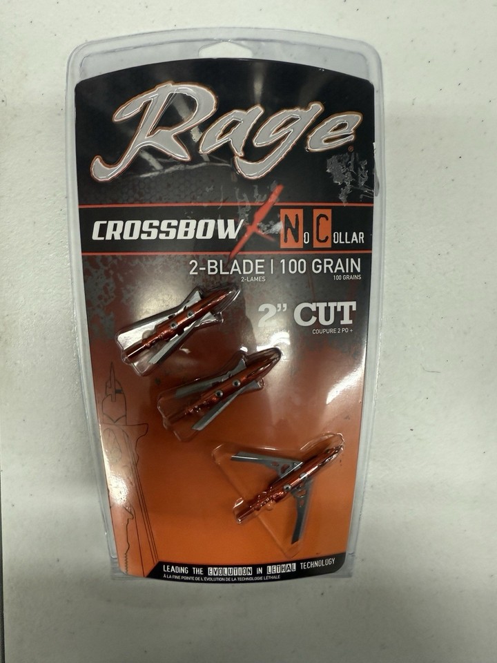 Rage CrossbowX Crossbow 2 Blade No Collar Mechanical Broadheads 100 ...
