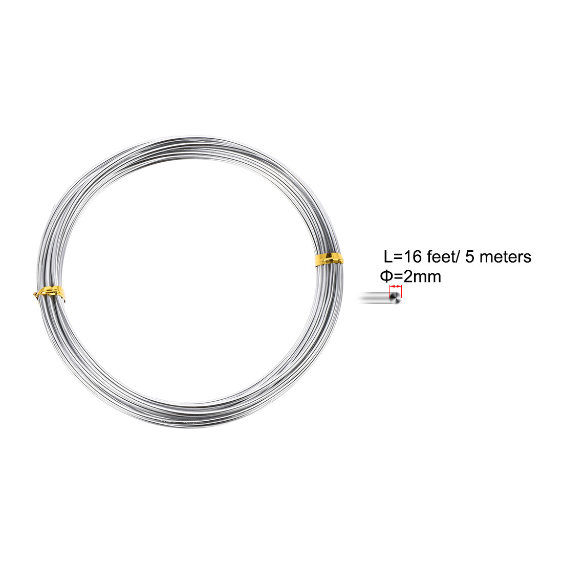 Aluminum Wire 16 Feet 2mm Dia. Flexible Metal Wire Silver Tone for DIY ...