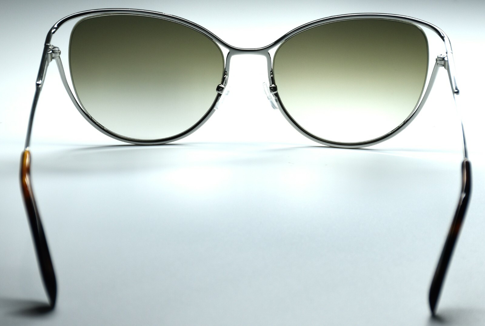 ALEXANDER MCQUEEN EDGE AM0194S 003 SILVER GRADUATE GREEN CAT EYE ...