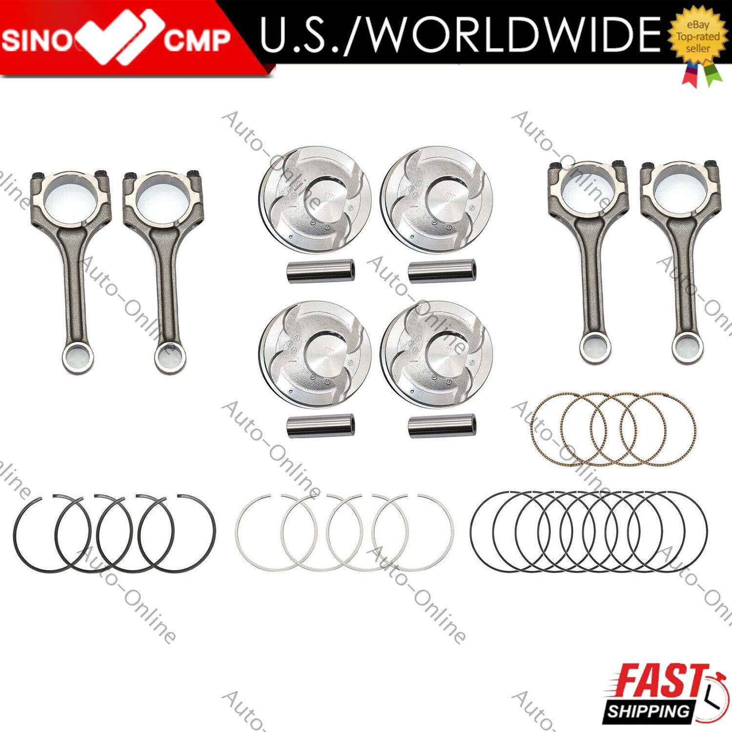 4 Set Connecting Rod & Piston Kit for Hyundai Accent Veloster Kia Rio ...