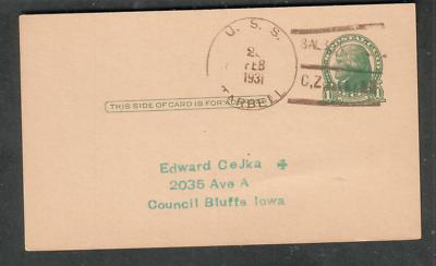 1931 postal card US Navy destroyer USS Tarbell DD 142 Balboa Canal Zone ...