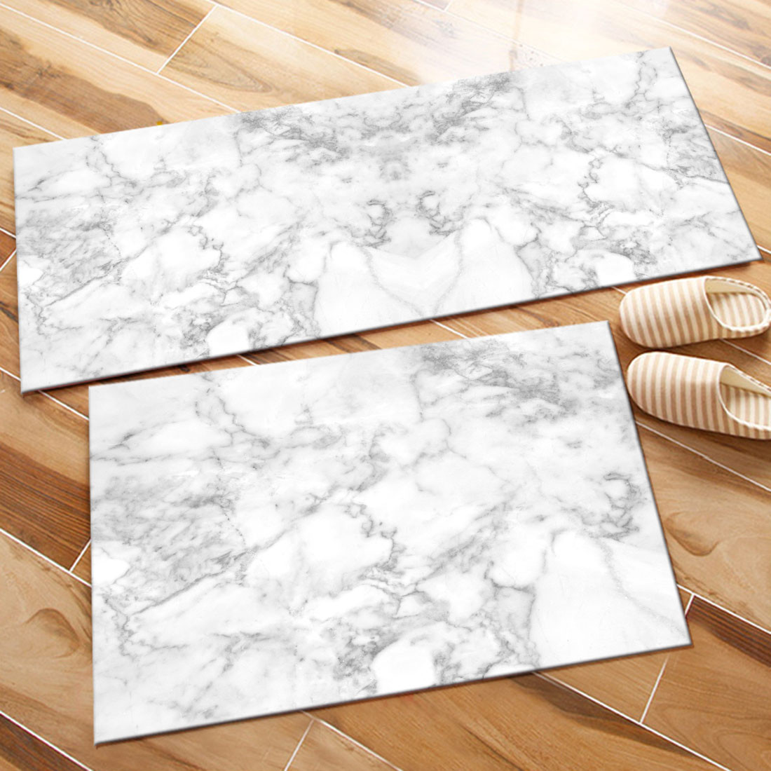 White & Grey Marble Texture Design Kitchen Area Rugs Living Room Floor ...
