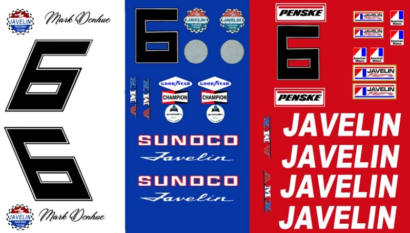#6 Mark Donohue AMC Javelin Trans Am 1/24th - 1/25th Scale Decals | eBay