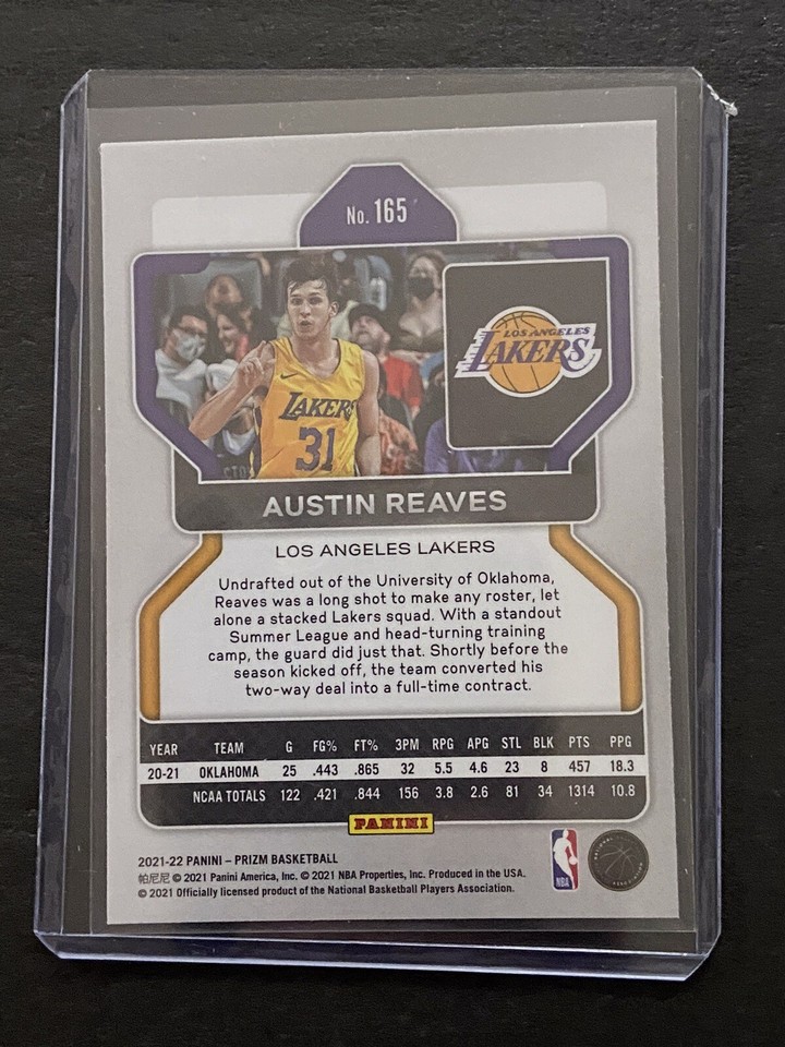 2021-22 Panini Prizm Austin Reeves RC Prizm Rookie Los Angeles Lakers ...