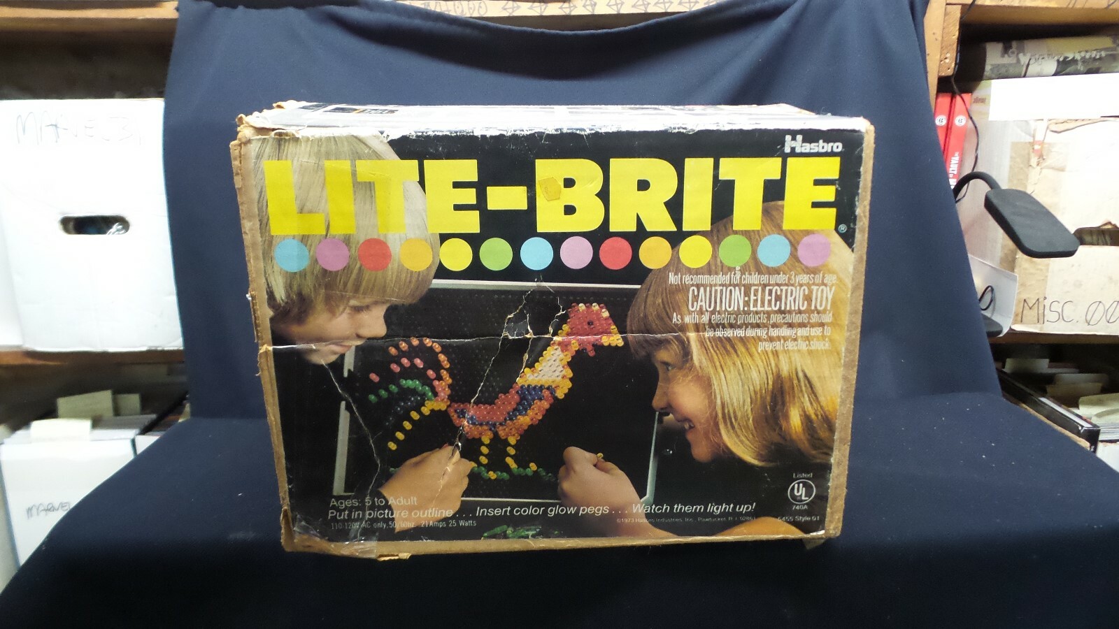 LITE BRIGHT VINTAGE HASBRO 1973 TOY IN ORIGINAL BOX WITH PEGS AND ...