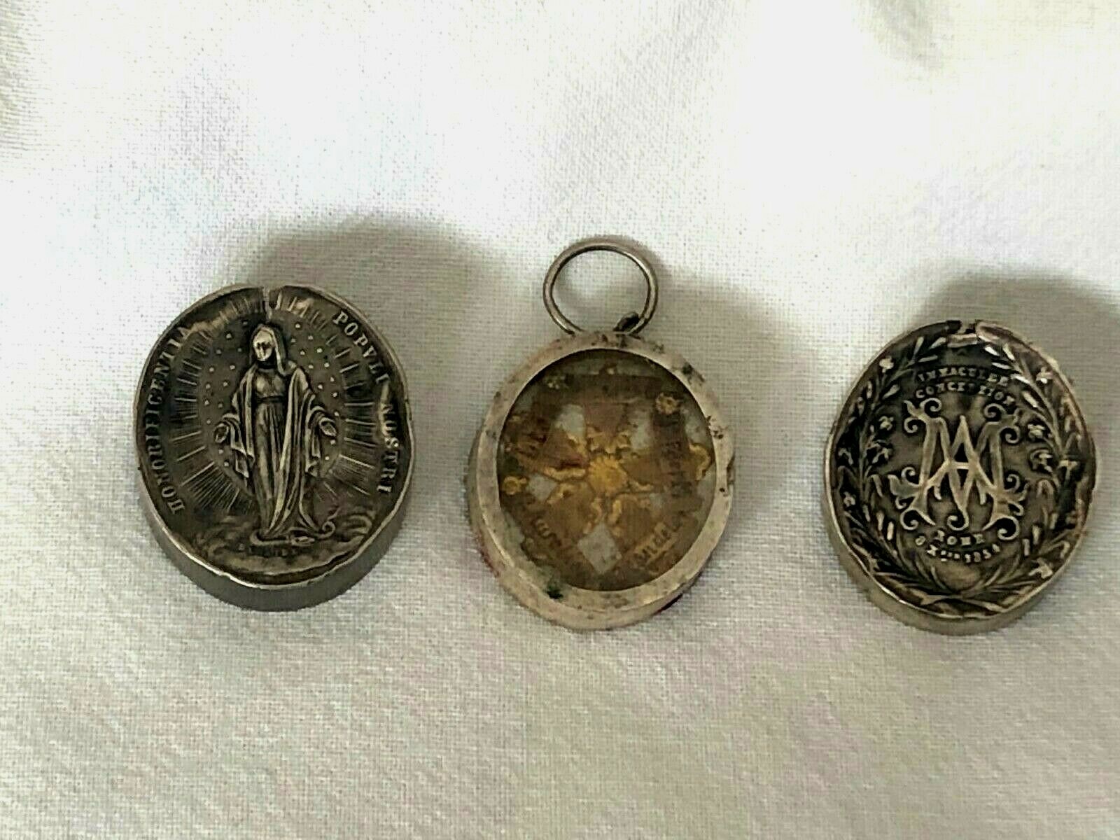 GORGEOUS ANTIQUE IMMACULATE CONCEPTION SILVER MULTI RELIC c1890 | eBay