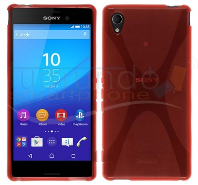 Housse En Gel TPU X-Line Rouge + Protecteur D'Écran Pour SONY XPERIA M4 ...