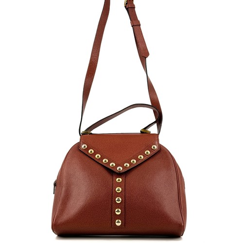 Yves Saint Laurent Y Studs 2way Shoulder Bag Leather Brown Vintage YSL ...