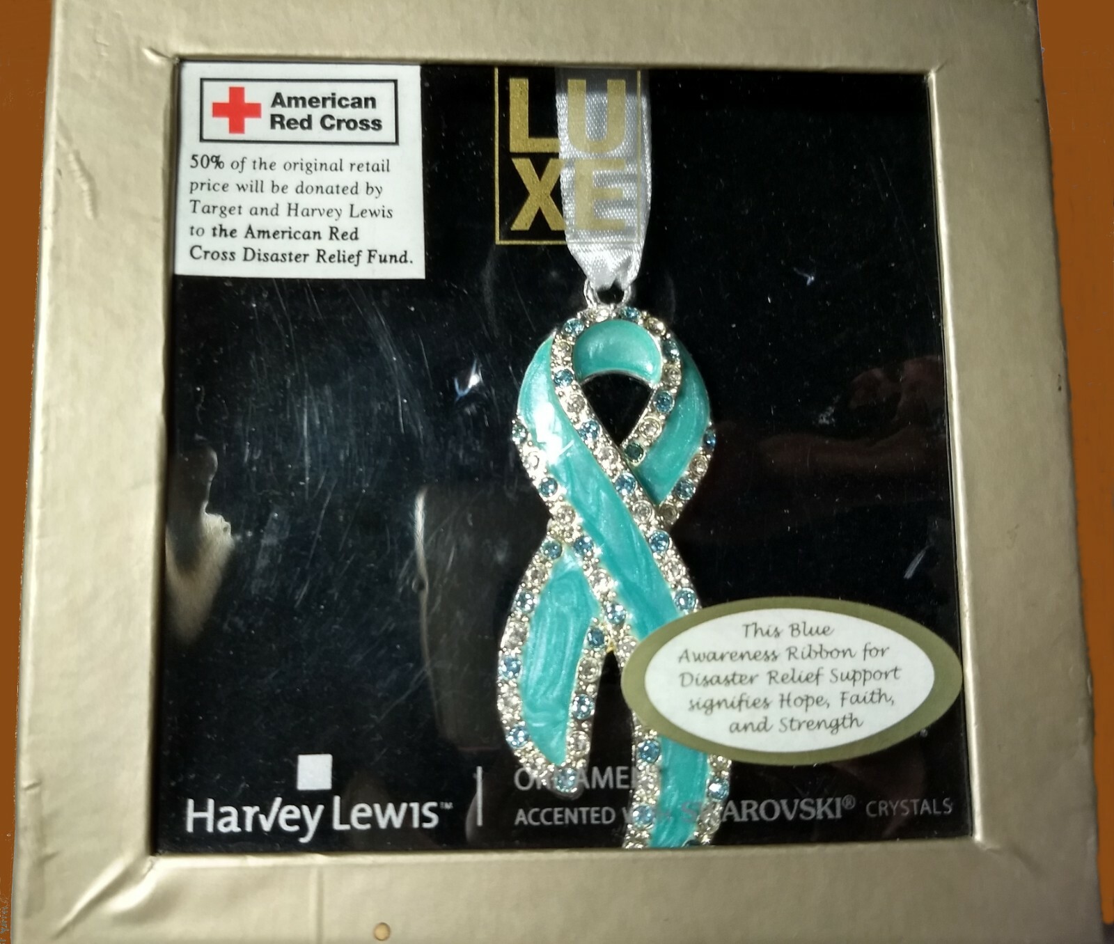 Ornament RIBBON, NRFB 80% RED CROSS DISASTER RELIEF AWARENESS HOPE ...