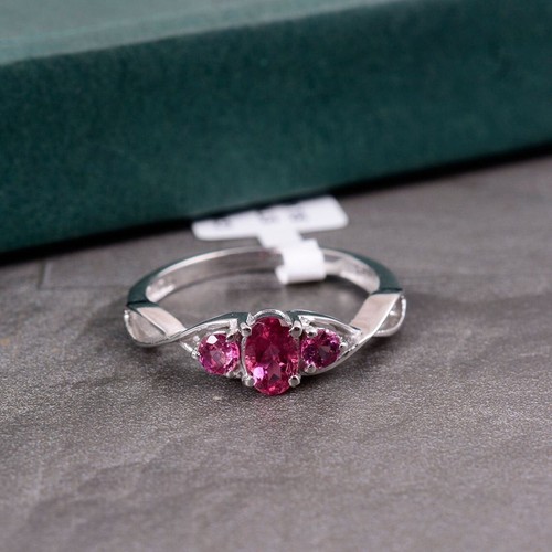 Pink Ruby Ring 925 Sterling Silver Solitaire Ring Three Stone Ring Gift For Her | eBay Australia
