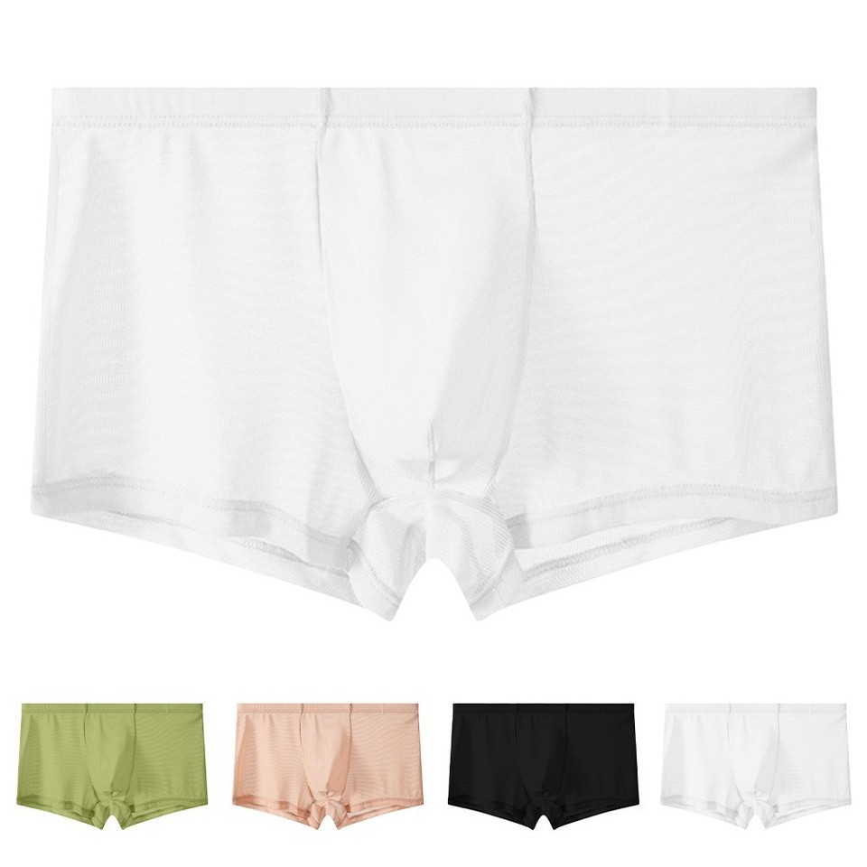 Mens Solid Breathable Boxer Shorts Mesh Underwear See Through Trunks ...