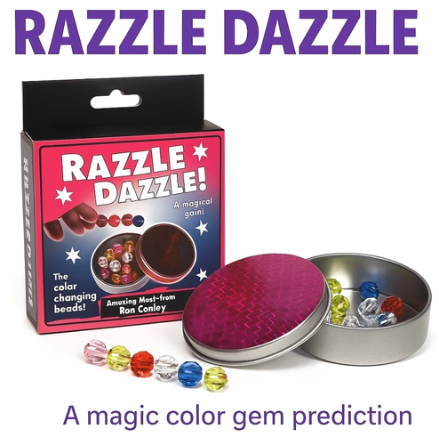 RAZZLE DAZZLE Color Beads Wand Metal Tin Box Magic Trick Mental Gem ...