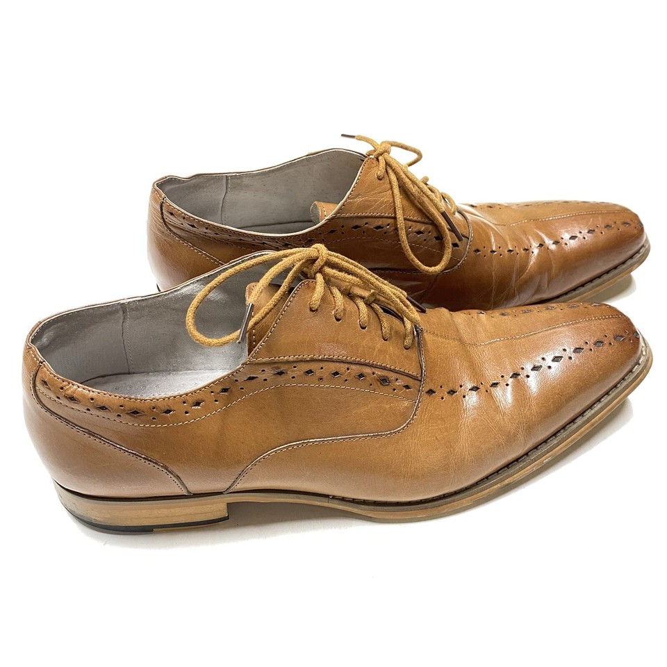 Giovanni Men's real Leather Tan Dress Shoes Oxford Style ALFO HAND MADE ...