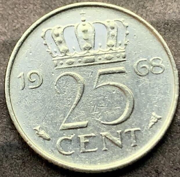 1968 Netherlands 25 Cents Coin AU #KB1495 | eBay