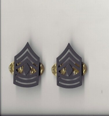 Pair of Metal Subdued Black First Sergeant E-8 Rank Insignia badges | eBay