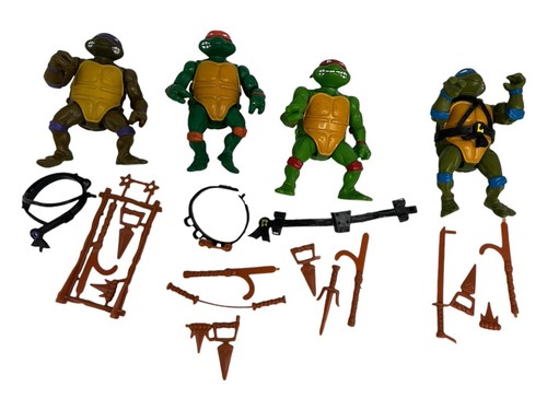 TMNT Teenage Mutant Ninja Turtles 1988 Set Lot Of 4 With Weapons Not ...
