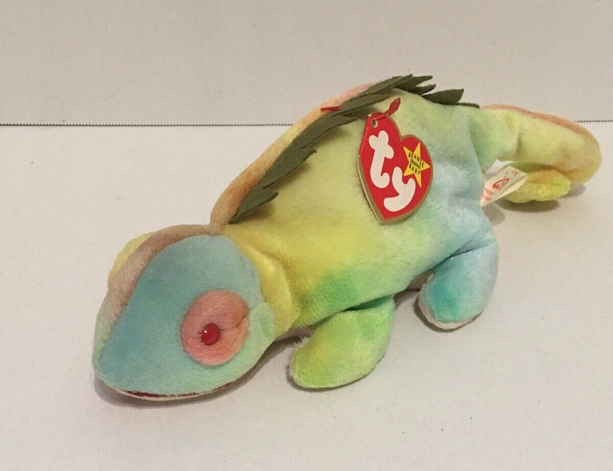 Ty® IGGY The Iguana Beanie Baby Plush Toy #4038 (Rainbow Tag Errors ...