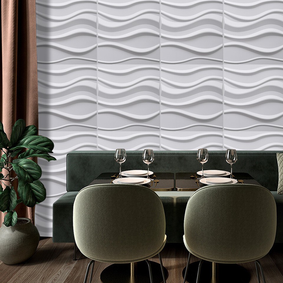 12/24x White 3D Embossed Wall Panels Ceiling Background Wall PVC ...