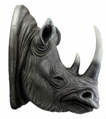 Safari Black Rhino Wall Plaque 14.5"H Taxidermy Rhinoceros Wall Decor ...