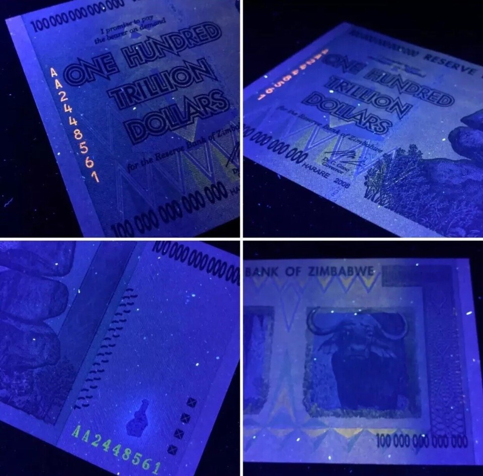 🔥AUTHENTIC ZIMBABWE 100 TRILLION DOLLARS 2008 AA SERIES P91 UNC UV ...