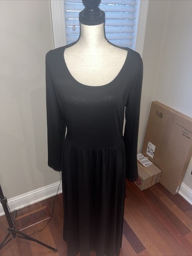 LuLaRoe Ryane Long-Sleeve Empire Waist Dress Size Large Solid black | eBay